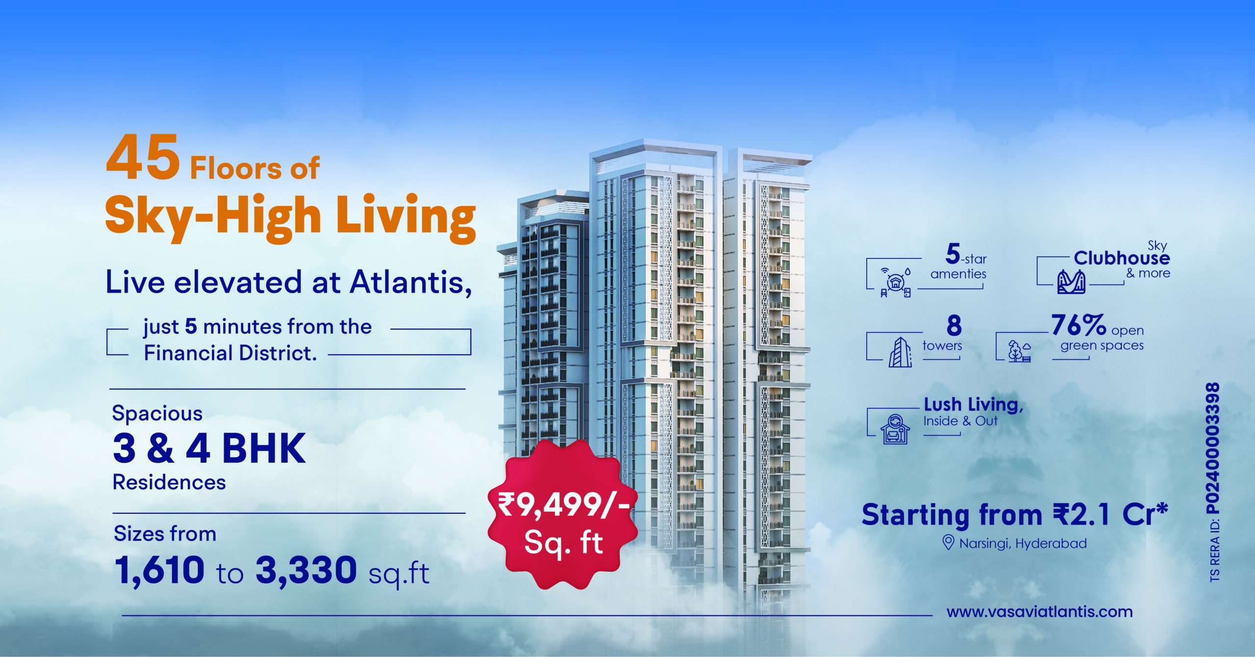Luxurious Gated Community Flats at Narsingi, Hyderabad | Vasavi Atlantis